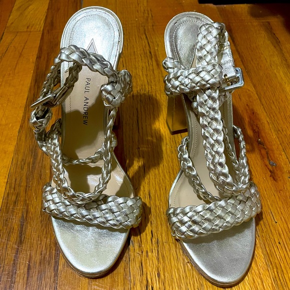 Paul Andrew | Shoes | Womens Paul Andrew Gold Metallic Leather Woven ...